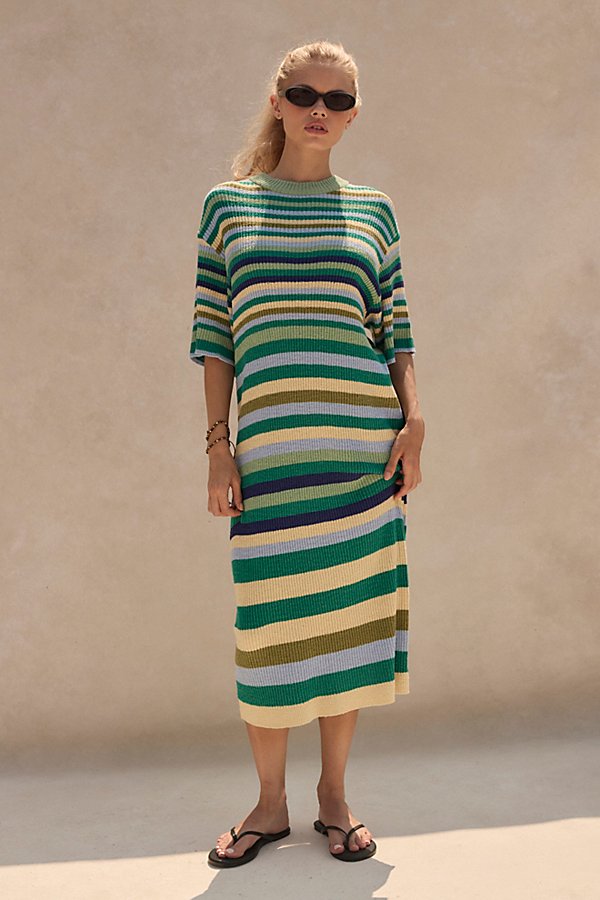 FREE PEOPLE Striped Knit Midi Dress